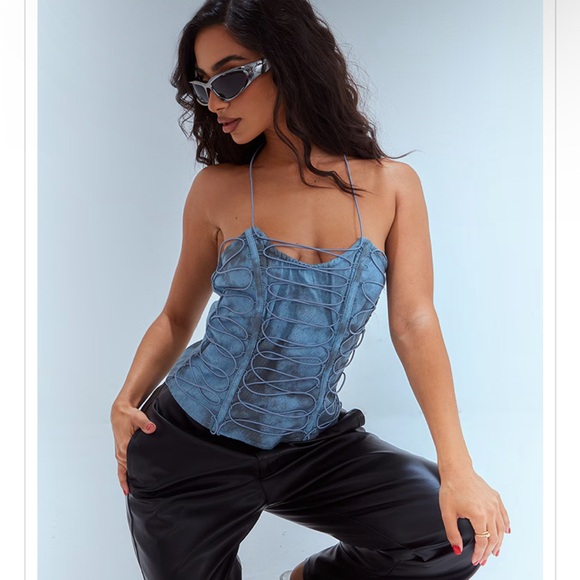 PrettyLittleThing | Tops | Pretty Little Thing Lace Up Crop Corset Top ...